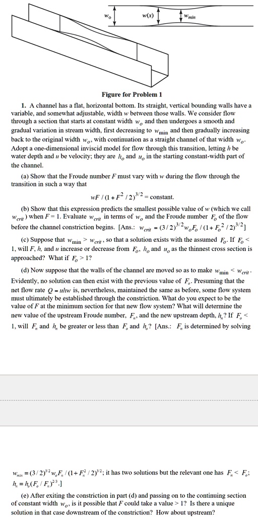 a channel has a flat horizontal bottom its straight vertical bounding walls have a variable and ...