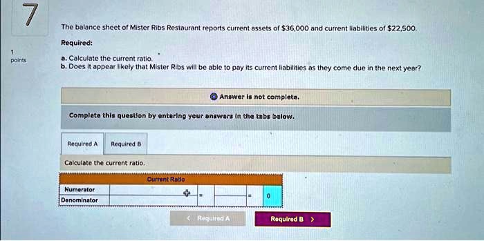 SOLVED: Texts: The balance sheet of Mister Ribs Restaurant reports ...