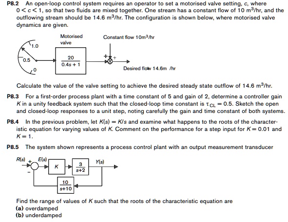 SOLVED: P8.2 An open-loop control system requires n operator to set a ...