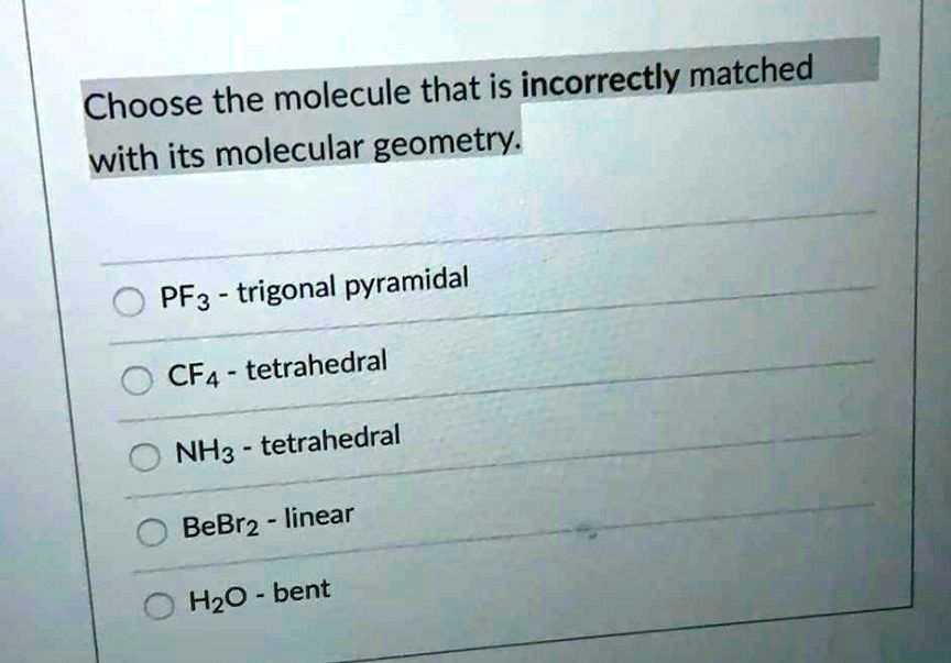 Choose the molecule that is incorrectly matched with its molecular ...
