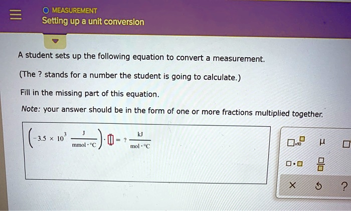 measurement setting up a unit conversion a student sets up the ...