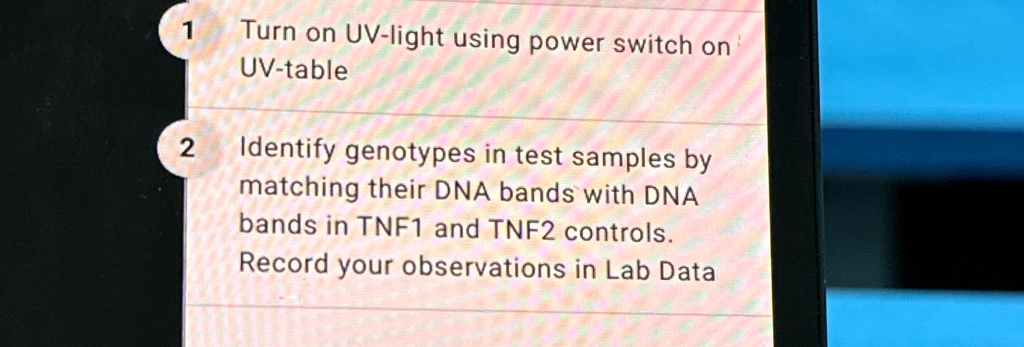 SOLVED: 1 Turn on UV-light using power switch on UV-table 2 Identify ...