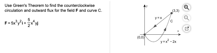 SOLVED: Use Green's Theorem to find the counterclockwise circulation and outward flux for the ...