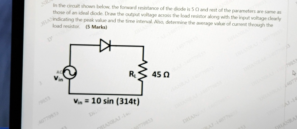 in the circuit shown below the forward resistance of the diode is 5 ...