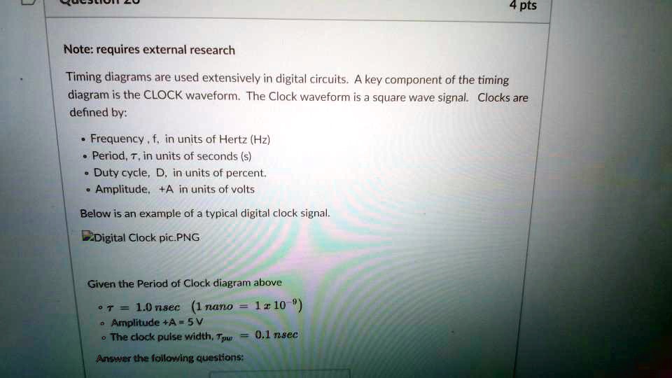 4 pts note requires external research timing diagrams are used ...