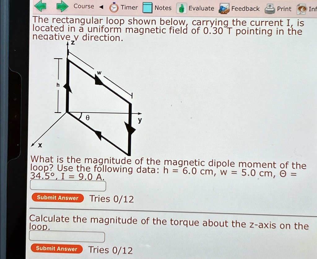 The rectangular loop shown below, carrying the current I, is located in ...
