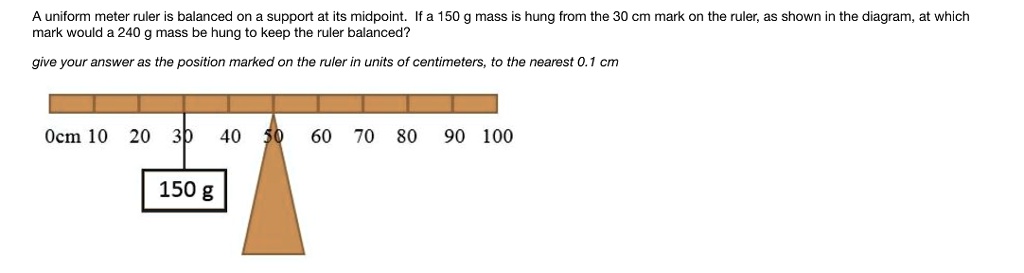 SOLVED: A uniform meter ruler is balanced on support at its midpoint ...