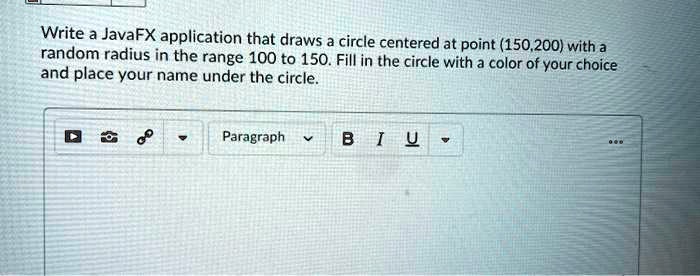 write a javafx application that draws a circle centered at point 150200 ...