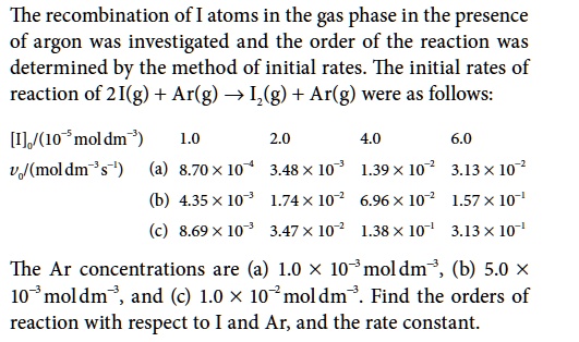 SOLVED:The recombination of atoms in the gas phase in the presence of ...