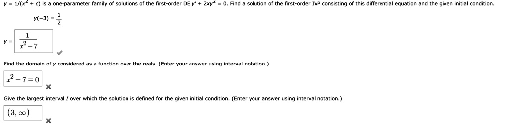 y 12 parameter family solutions the first arder dey 2xy find solution ...