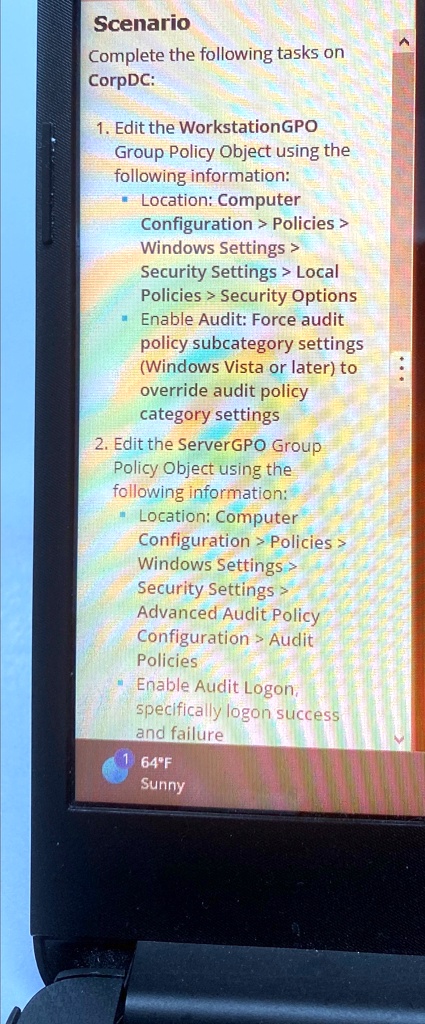 Scenario Complete the following tasks on CorpDC: 1. Edit the ...