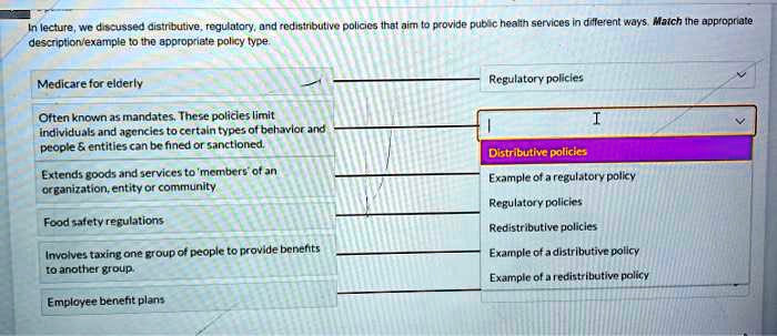 SOLVED: Text: Lecanre discussed distributive, regulatory, and ...
