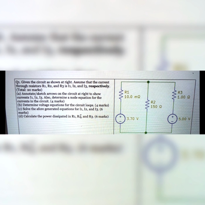 SOLVED: Qi. Given the circuit as shown at right. Assume that the current through resistors R1,R2 ...