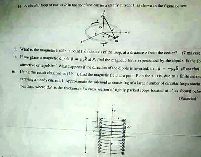 SOLVED: Text: A circular loop of radius R in the xy plane carries a current as shown in the ...