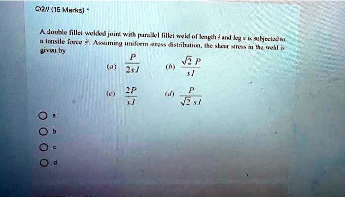 A double fillet welded joint with parallel fillet weld of length L and ...