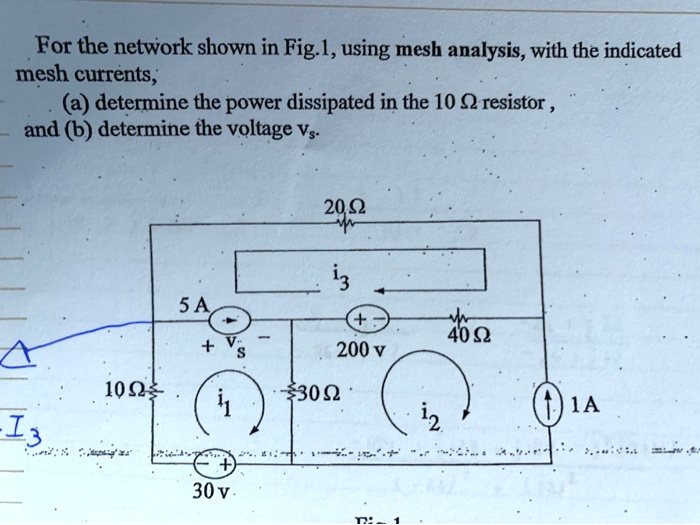 SOLVED: For the network shown in Fig.1, using mesh analysis, with the indicated mesh currents ...