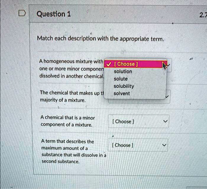 Question 1 Match each description with the appropriate term. A ...