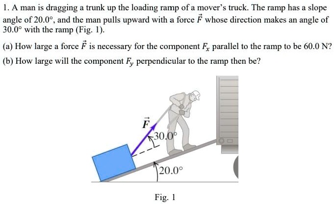 SOLVED: A man is dragging a trunk up the loading ramp of a mover's ...