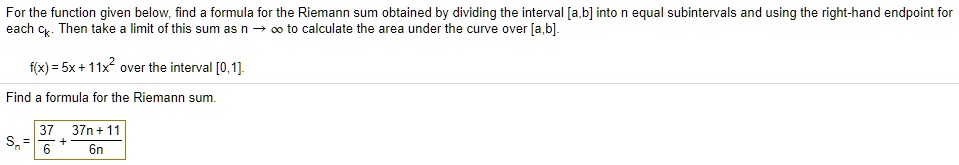 For the function given below, find a formula for the Riemann sum ...