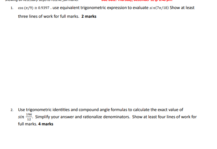 1. cos (π / 9) ≅ 0.9397. use equivalent trigonometric expression to ...