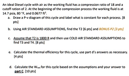 An ideal Diesel cycle with air as the working fluid has a compression ...