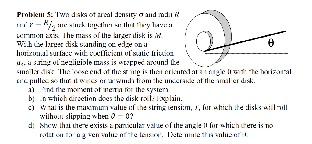 Problem 5: Two disks of areal density σand radii R and r = R/2 are stuck together so that they ...