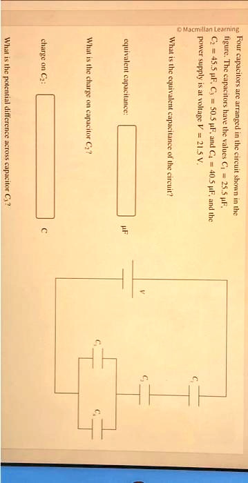 SOLVED: charge on C What is the potential difference across capacitor ...