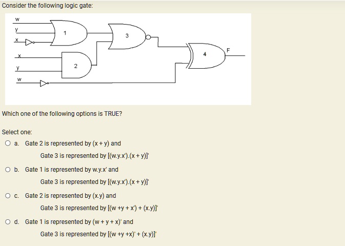 SOLVED: Consider the following logic gate: Which one of the following ...