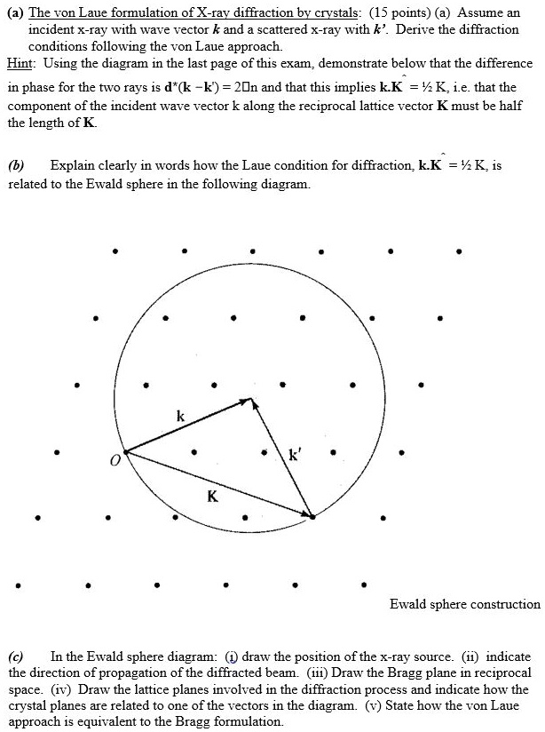 a the von laue formulation of x ray diffraction by crystals15 pointsa assume an incident x ray ...