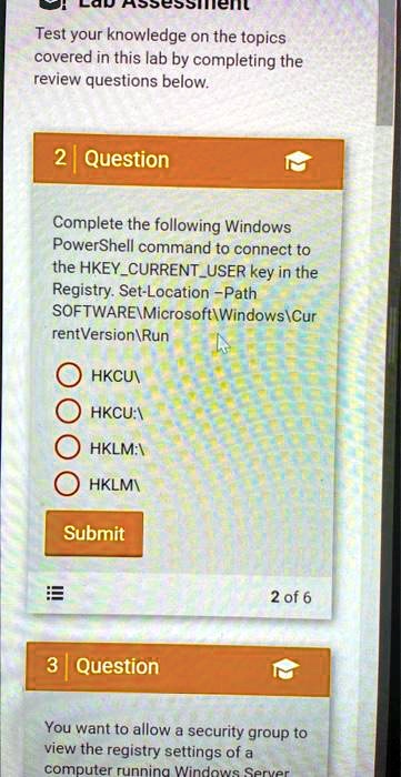 SOLVED: iLab Assessment Test your knowledge on the topics covered in ...
