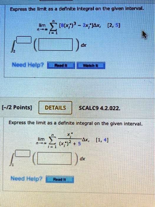 Express the limit as a definite integral on the given interval.