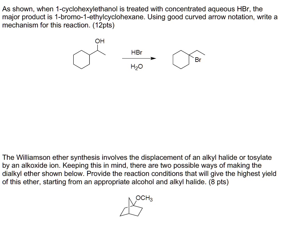 SOLVED: As shown; when 1-cyclohexylethanol is treated with concentrated ...