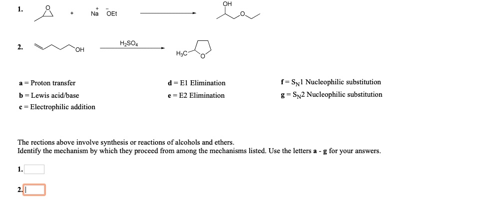 SOLVED: OEt HzSOa H;C Proton transfer d = El Elimination f = Svl ...