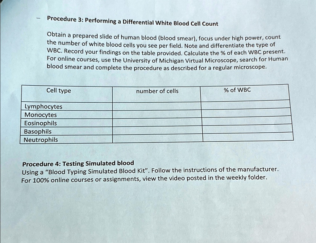 Procedure 3: Performing a Differential White Blood Cell Count Obtain a ...