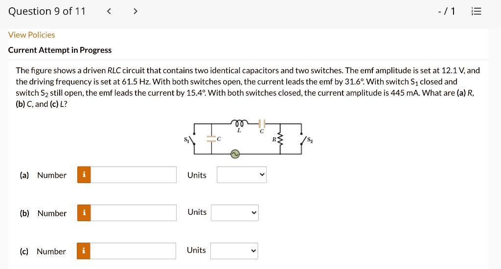 SOLVED: Question 9 of 11 [1 F= View Policies Current Attempt in Progress The figure shows driven ...