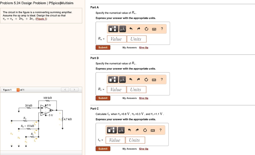 Problem 5.24 Design Problem | PSpice Multisim The circuit in the figure is a noninverting ...