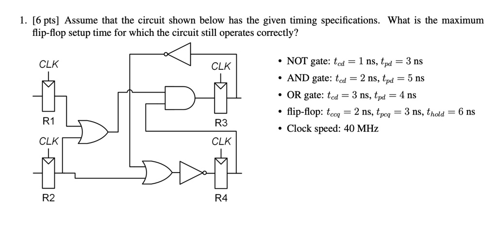 SOLVED: Assume that the circuit shown below has the given timing ...