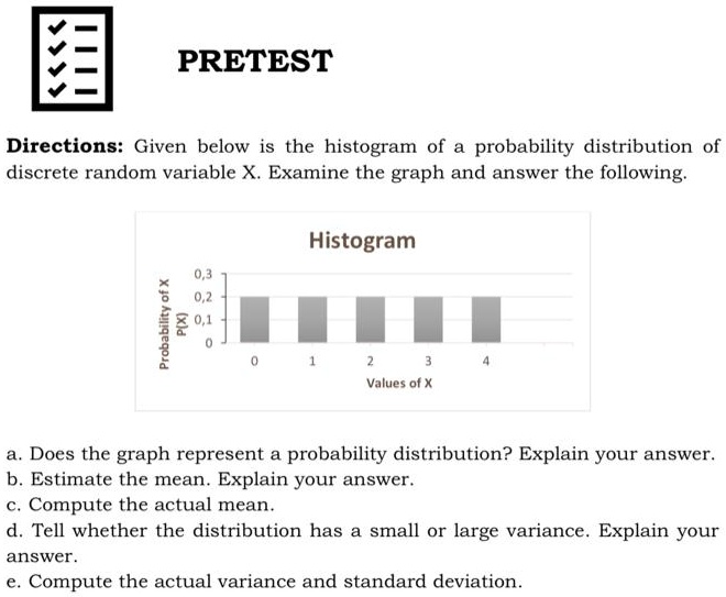 e pretest directions given below is the histogram of a probability ...