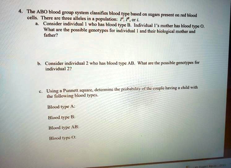 the abo blood group system classifies blood type based on sugars ...