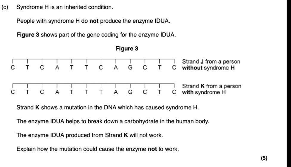 SOLVED: Biology Question, Please Help Me' (c) Syndrome H is an ...