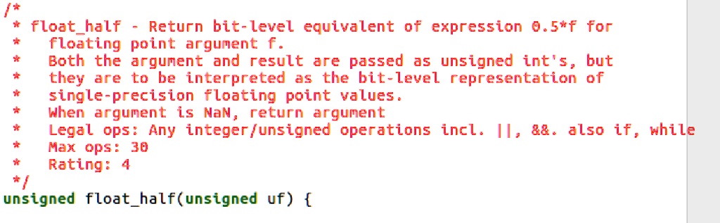 [GET ANSWER] /* * floathalf - Return bit-level equivalent of expression ...