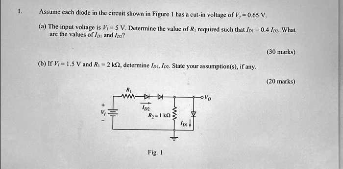 1. Assume each diode in the circuit shown in Figure 1 has a cut-in voltage of Vγ = 0.65 V. (a ...