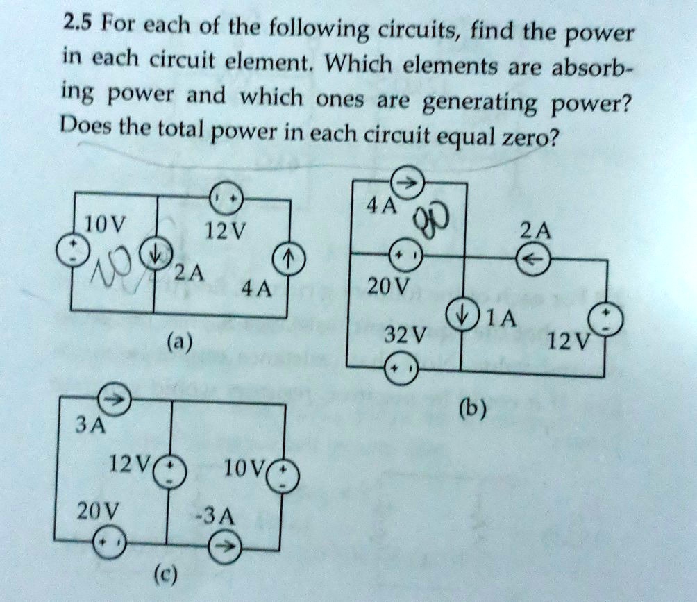 VIDEO solution: 2.5 For each of the following circuits, find the power ...
