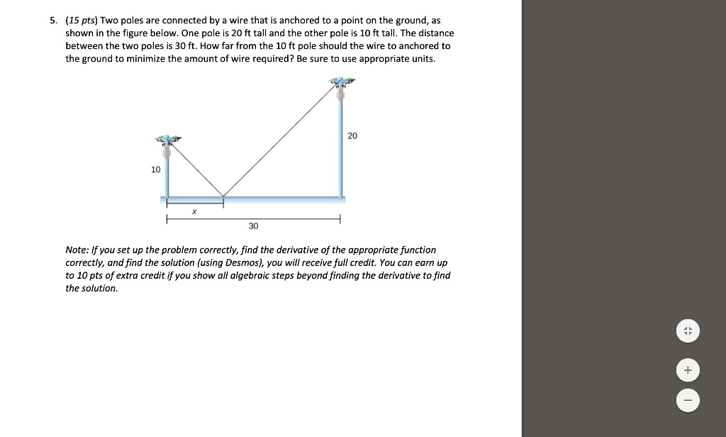 SOLVED: Two poles are connected by a wire that is anchored to a point on the ground, as shown in ...