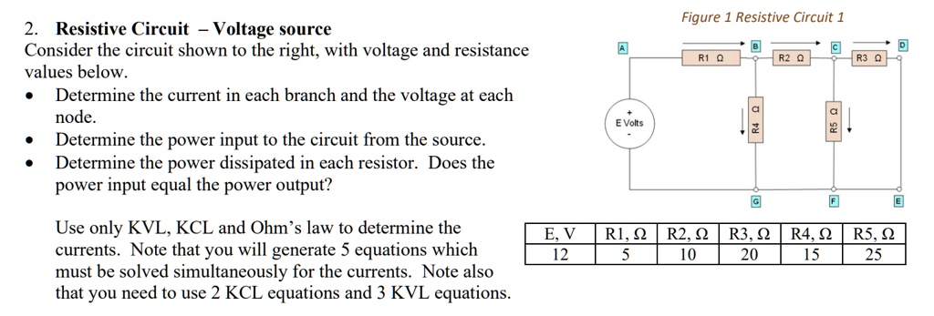 SOLVED: Figure 1: Resistive Circuit 1 2. Resistive Circuit - Voltage Source Consider the circuit ...