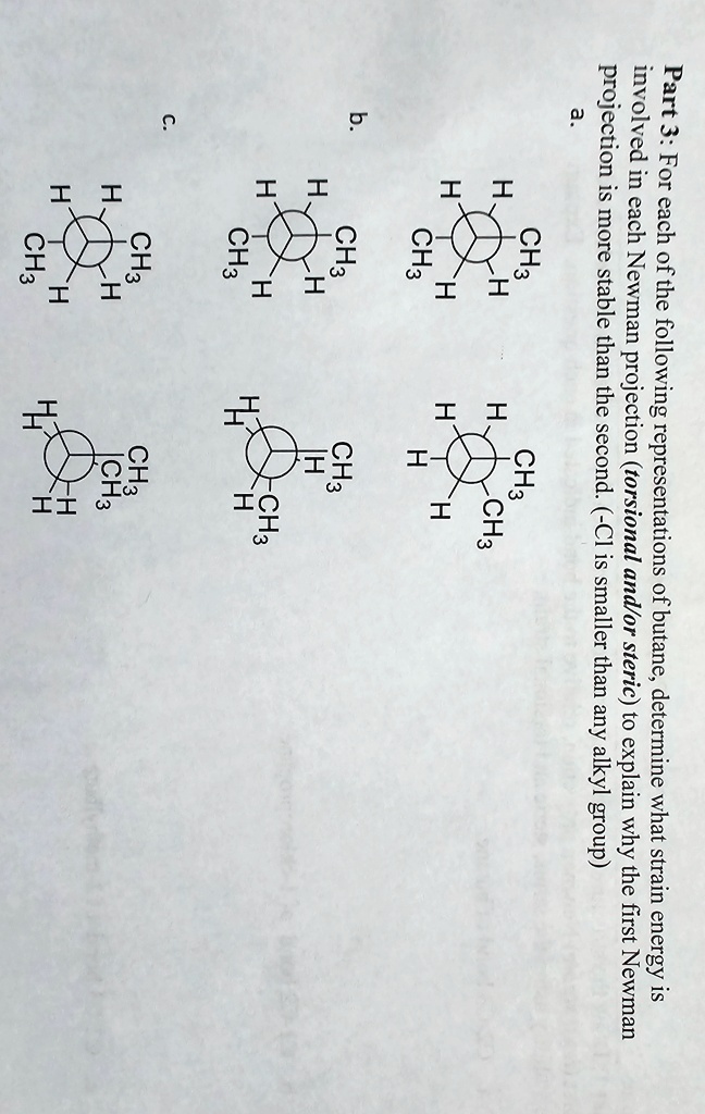 Part 3: For each of the following representations of butane, determine ...