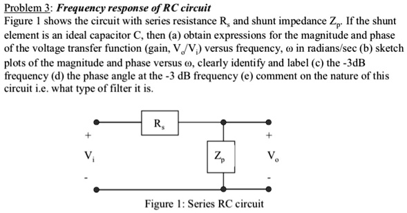 SOLVED: Problem 3: Frequency Response of RC Circuit Figure 1 shows the circuit with series ...