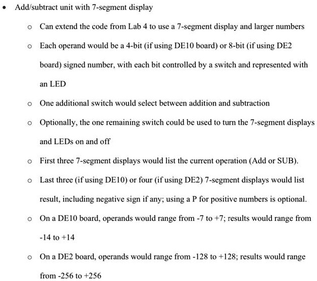 SOLVED: can you write a code for this problem? I need to use Quartus Prime for this lab Add ...