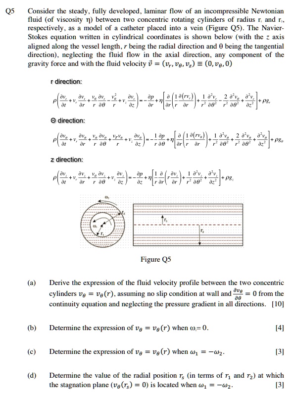 biological fluid mechanics q5 consider the steady fully developed laminar flow of an ...