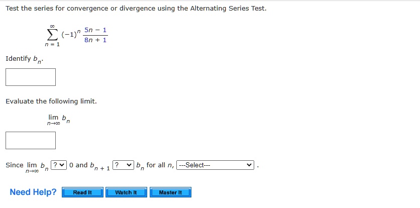 Test the series for convergence or divergence using the Alternating ...